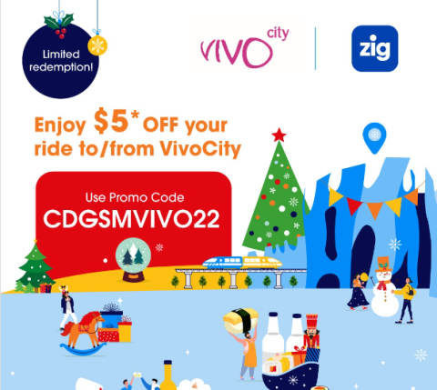 CDG Zig app free $5 off when you ride from Vivocity or to Vivocity till ...