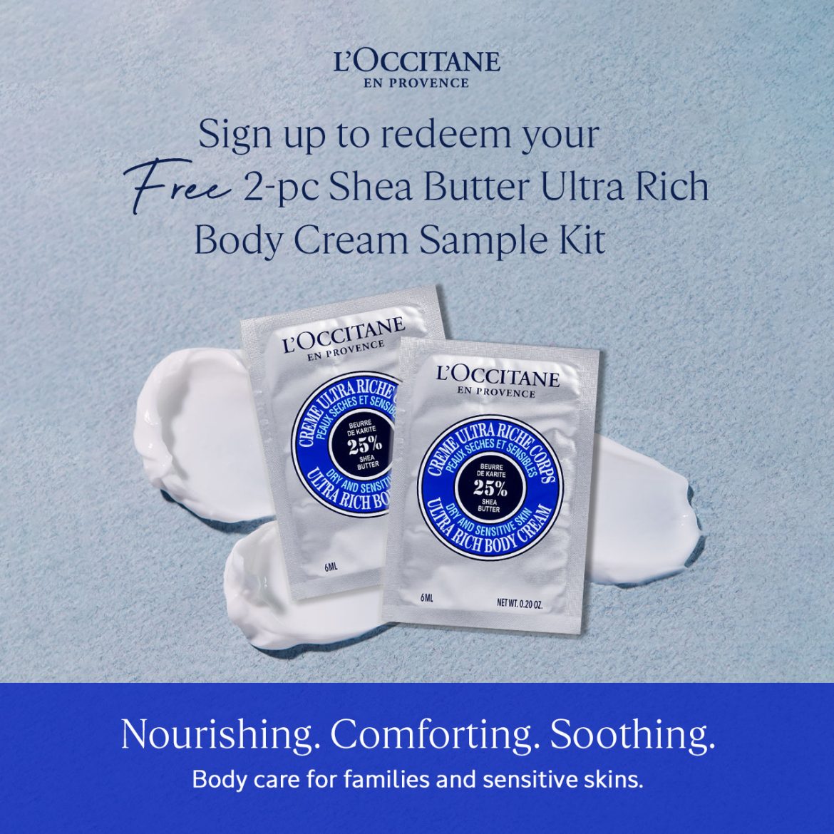 Loccitance free shea butter body cream sample in Singapore head to ...