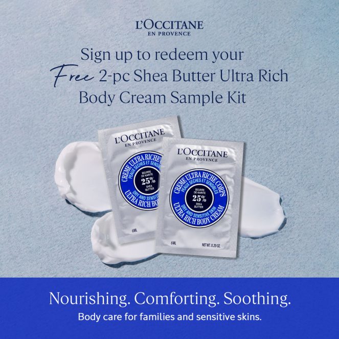 Loccitance free shea butter body cream sample in Singapore head to ...